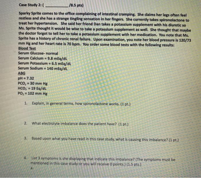 Solved Sparky Sprite comes to the office complaining of | Chegg.com