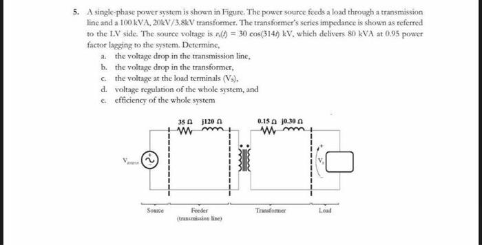 Solved 5. A single-phase power system is shown in Figure. | Chegg.com