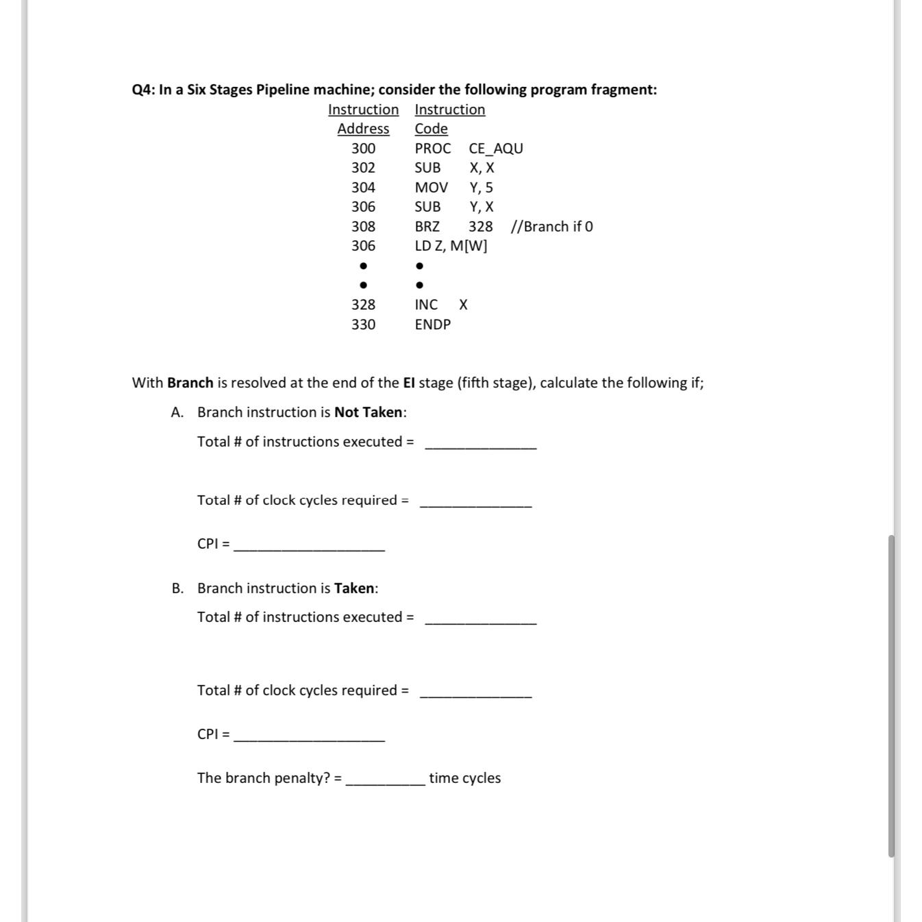 Solved Q4: In a Six Stages Pipeline machine; consider the | Chegg.com