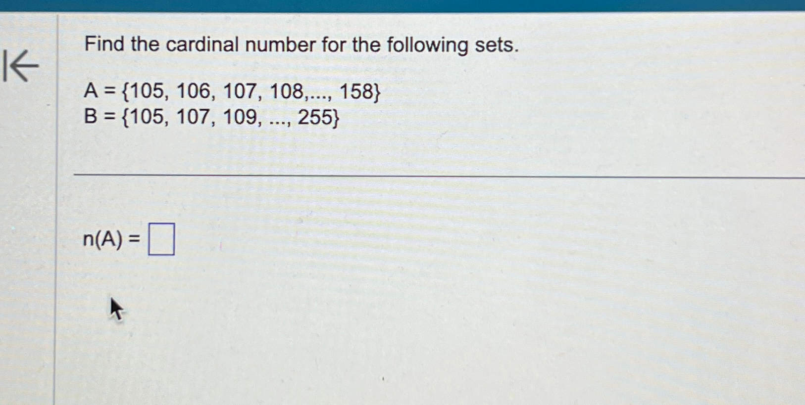 Solved Find the cardinal number for the following | Chegg.com