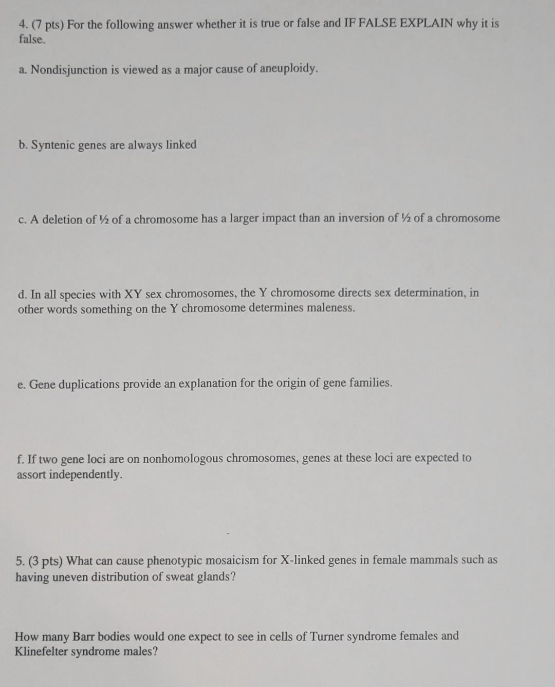 Solved 8. (4 pts) Construct a genetic map based on the | Chegg.com