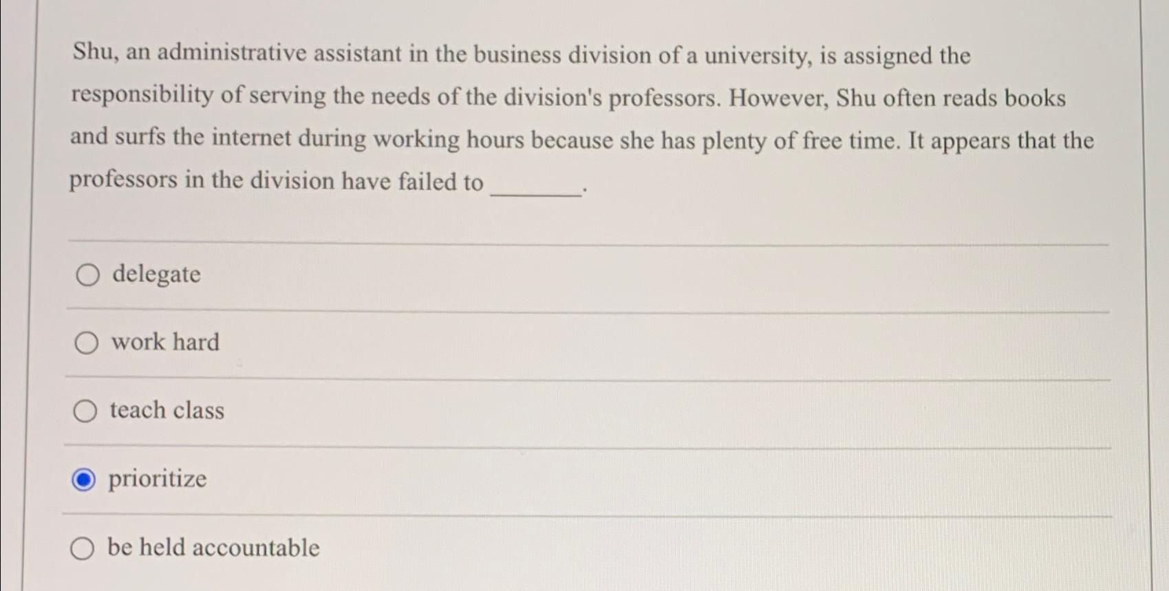Solved Shu, an administrative assistant in the business | Chegg.com