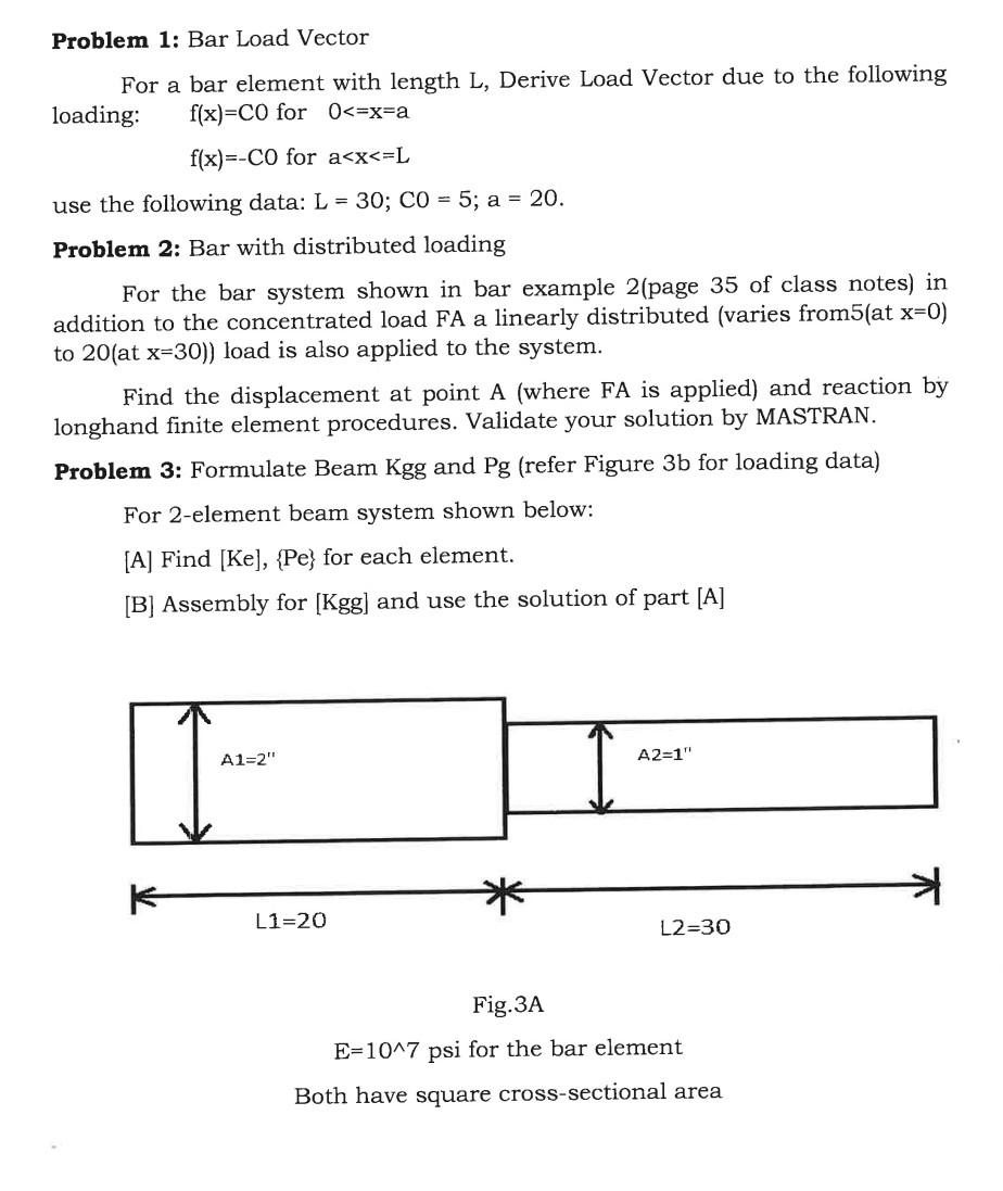 Solved Problem 1: Bar Load Vector For a bar element with | Chegg.com