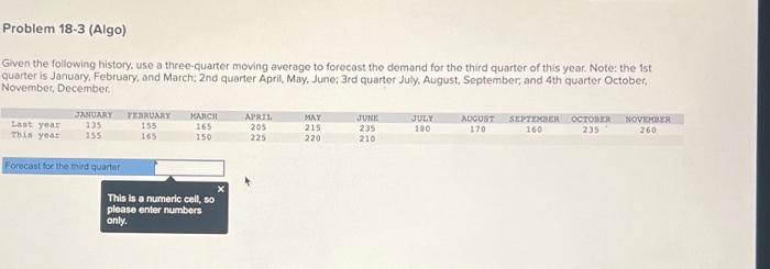 Solved Problem 18-3 (Algo) Given the following history, use | Chegg.com