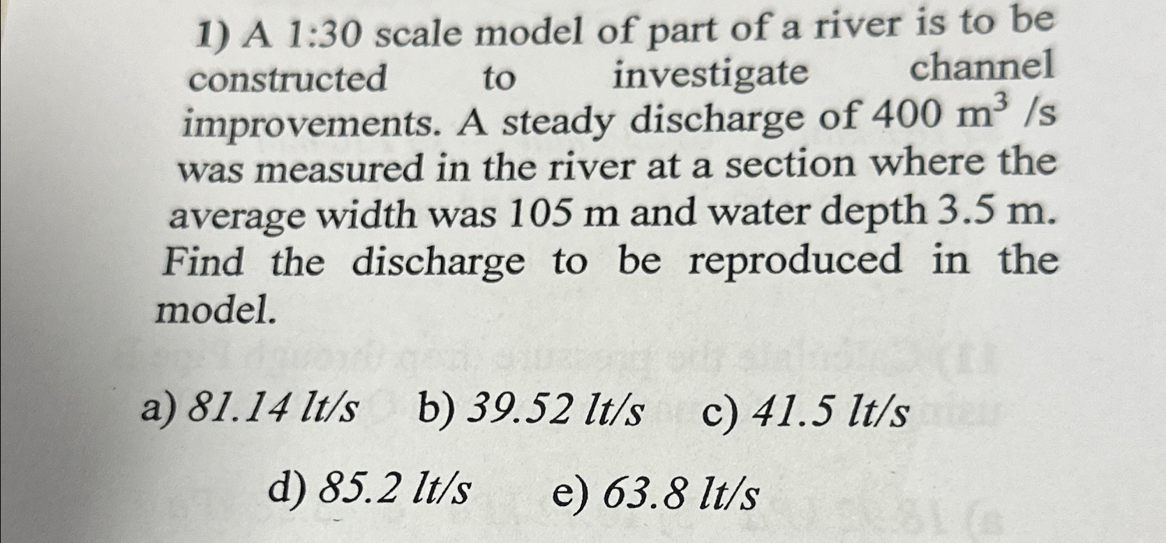 Solved A 1:30 ﻿scale model of part of a river is to be | Chegg.com