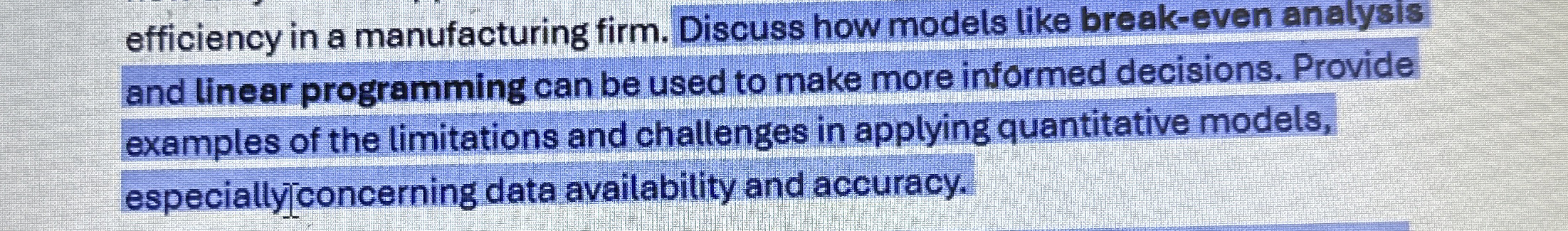 Solved efficiency in a manufacturing firm. Discuss how | Chegg.com