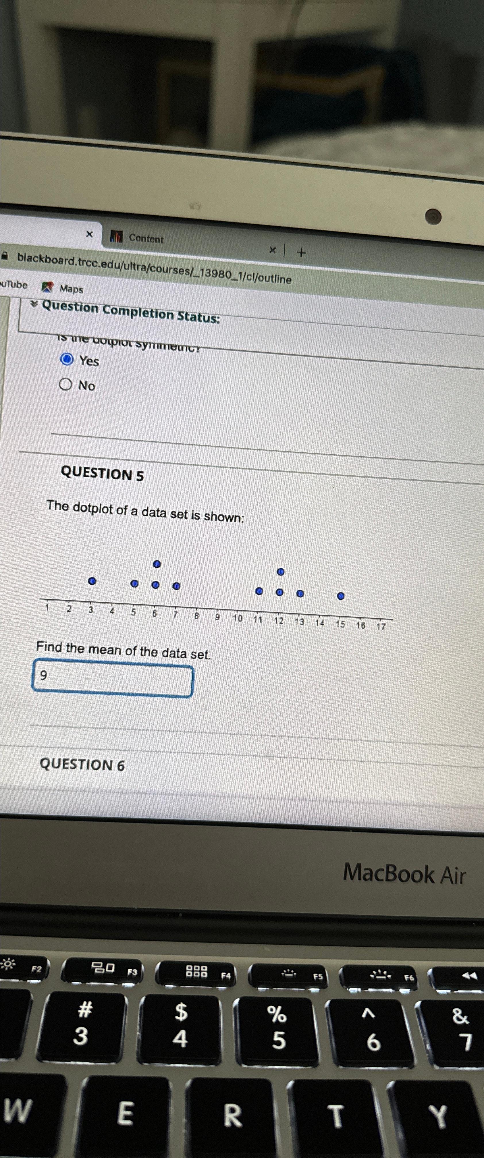 Solved QUESTION 5The dotplot of a data set is shown:Find the | Chegg.com
