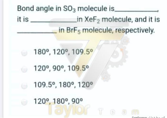 Solved Bond angle in Soz molecule is_ it is Lin XeF2 | Chegg.com