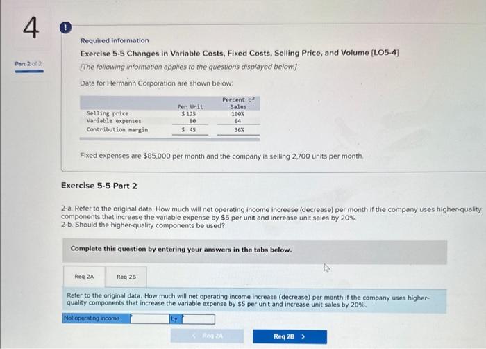 Solved Required information Exercise 5.5 Changes in Variable | Chegg.com