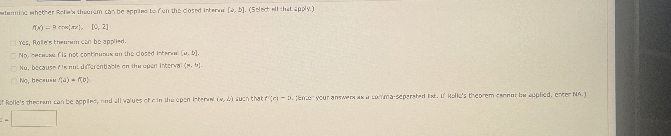 Solved etermine whether Rolle's theorem can be applied to f | Chegg.com