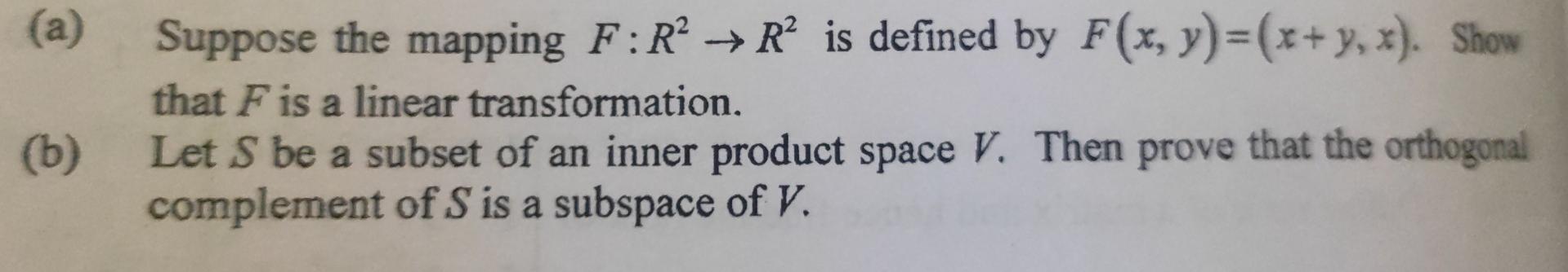 Solved (a) Suppose the mapping F:R2→R2 is defined by | Chegg.com