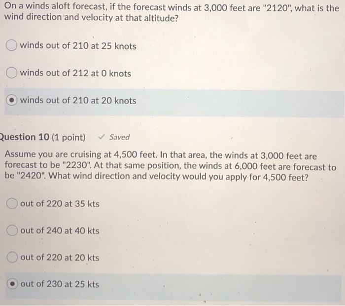 Solved On a winds aloft forecast, if the forecast winds at | Chegg.com