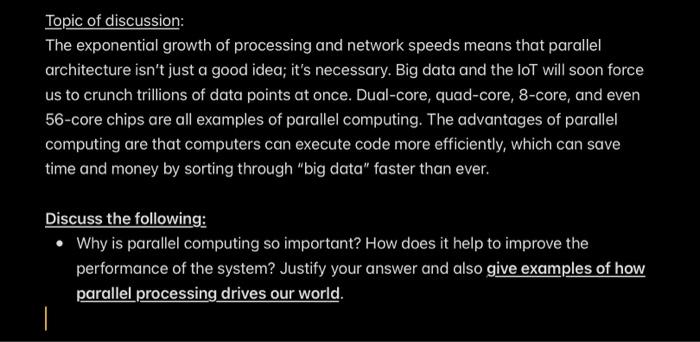 Solved Topic of discussion: The exponential growth of | Chegg.com