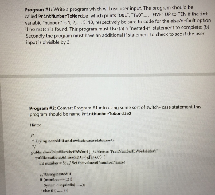 Solved Program #1: Write a program which will use user | Chegg.com