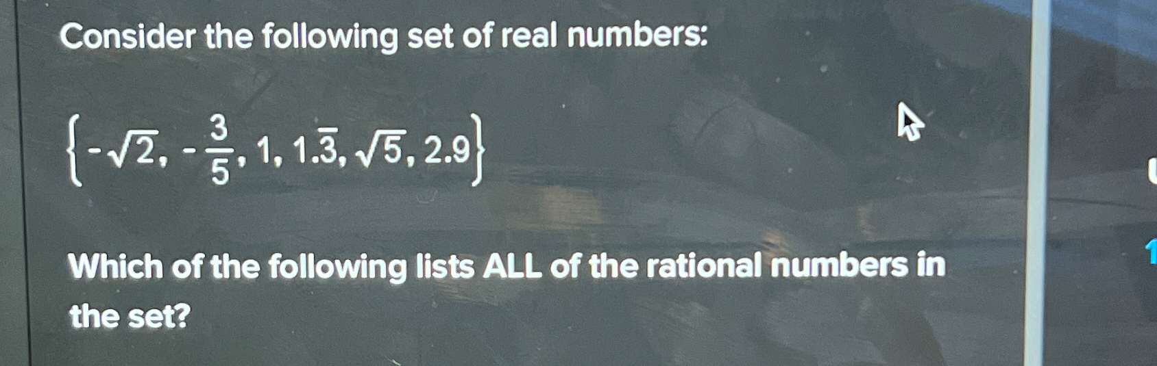Solved Consider the following set of real | Chegg.com