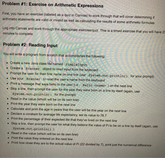 Solved Problem #1: Exercise on Arithmetic Expressions First, | Chegg.com