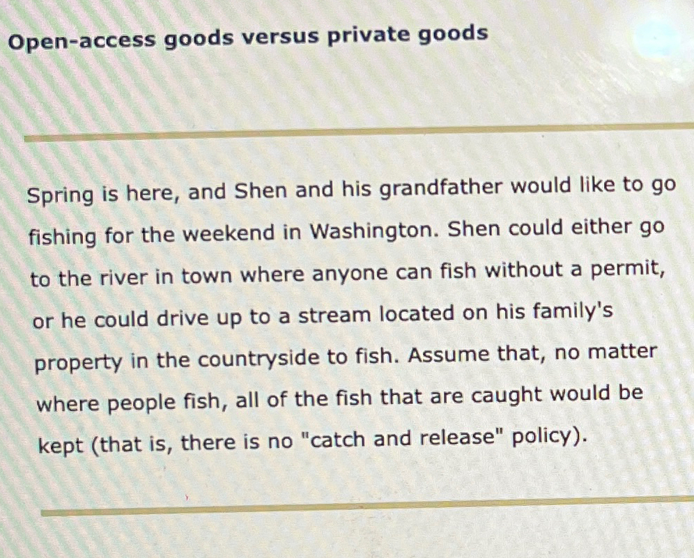 Solved Open-access goods versus private goodsSpring is here, | Chegg.com