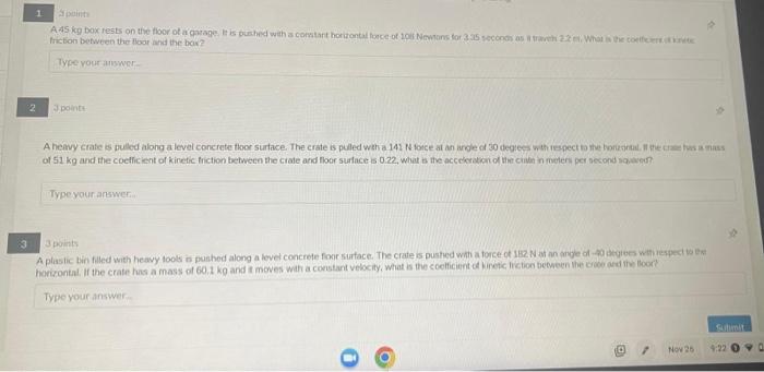 Solved 1. Afpaint friction between the floar and the bois? | Chegg.com