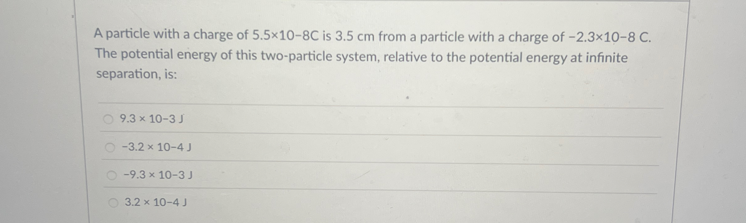 Solved A particle with a charge of 5.5×10-8C ﻿is 3.5 ﻿cm | Chegg.com