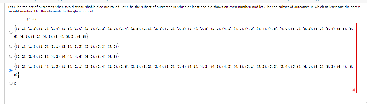 Solved an odd number. List the elements in the given | Chegg.com