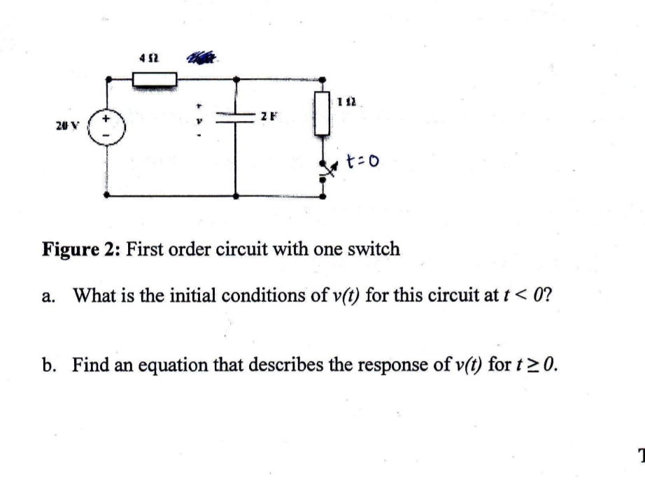Figure 2: First order circuit with one switcha. ﻿What | Chegg.com