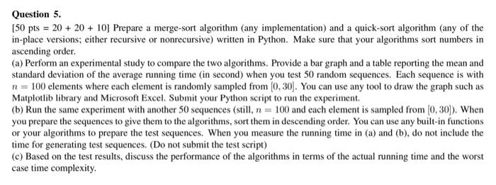 Solved Question 5 50pts202010 Prepare A Merge Sort 3911