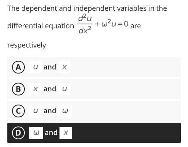 Solved The dependent and independent variables in the d²u | Chegg.com