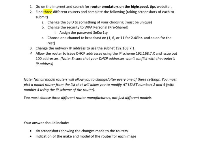 Solved 1. Go on the internet and search for router emulators | Chegg.com