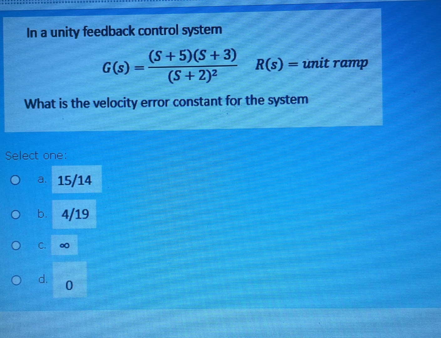 Solved In a unity feedback control | Chegg.com