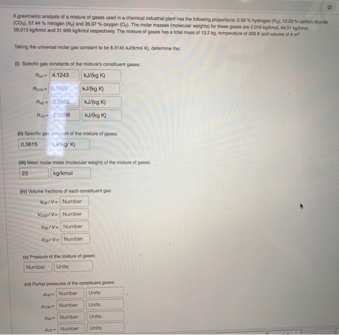 Solved A gravimetric analysis of a mixture of gases used in | Chegg.com