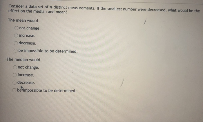 Solved Consider a data set of n distinct measurements. If | Chegg.com