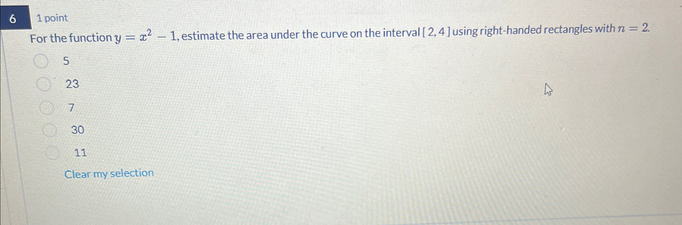 Solved 61 ﻿pointFor the function y=x2-1, ﻿estimate the area | Chegg.com