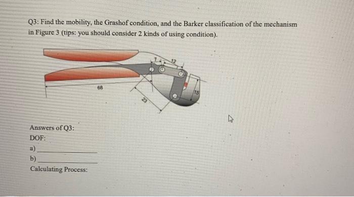 Q3: Find the mobility, the Grashof condition, and the | Chegg.com