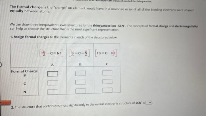 Solved The formal charge is the "charge" an element would | Chegg.com
