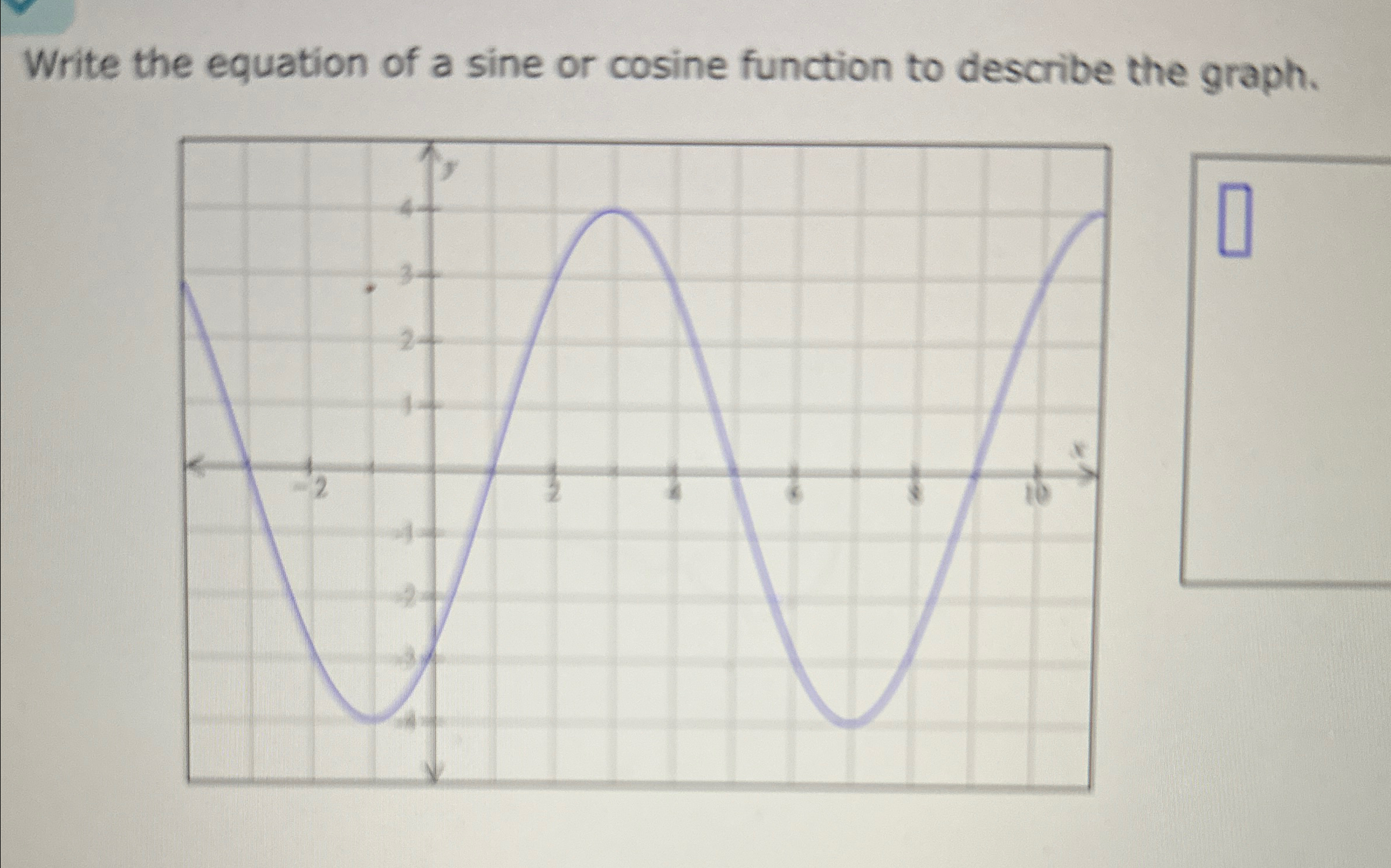 Solved Write the equation of a sine or cosine function to | Chegg.com