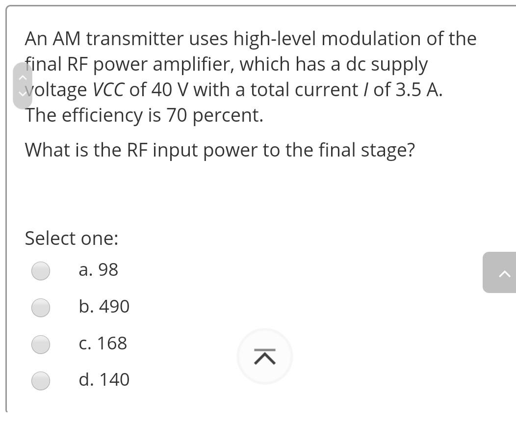 Solved An AM transmitter uses high-level modulation of the | Chegg.com