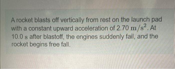 Solved A rocket blasts off vertically from rest on the | Chegg.com