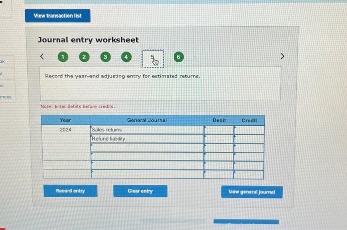 Journal entry worksheet 1 2 3 Record the year-end | Chegg.com