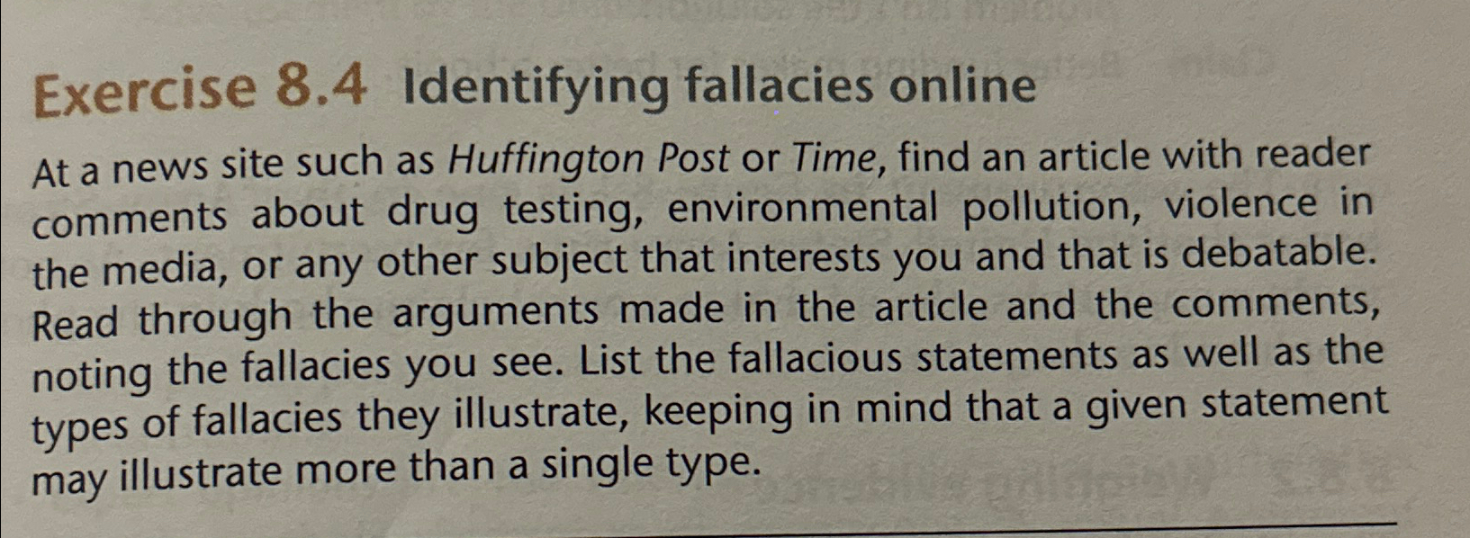 Solved Exercise 8.4 ﻿Identifying fallacies onlineAt a news | Chegg.com