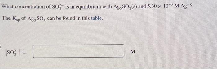 Solved What concentration of SO32− is in equilibrium with | Chegg.com