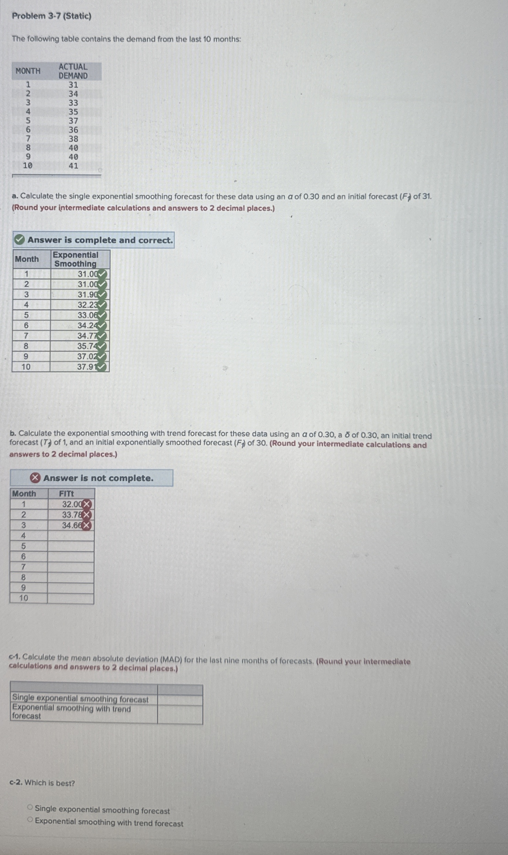 Solved Problem 3-7 (Static)The following table contains the | Chegg.com