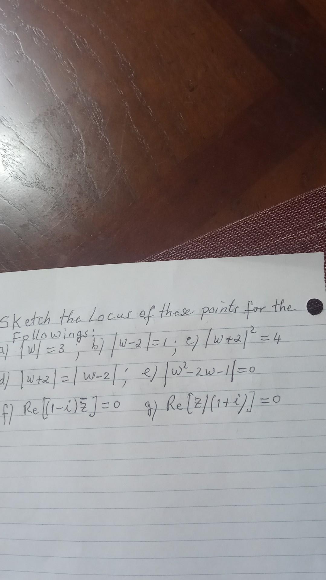Solved Ketch the Locus of these points for the | Chegg.com