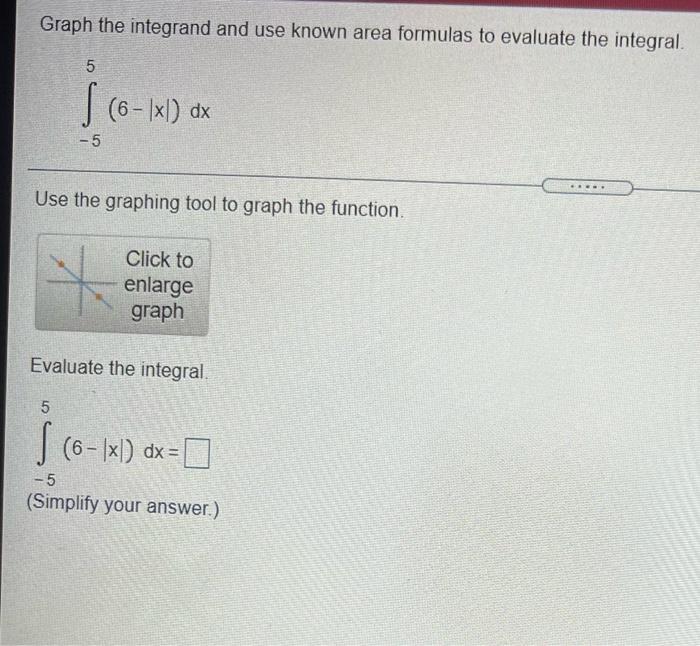 Solved Graph the integrand and use known area formulas to | Chegg.com