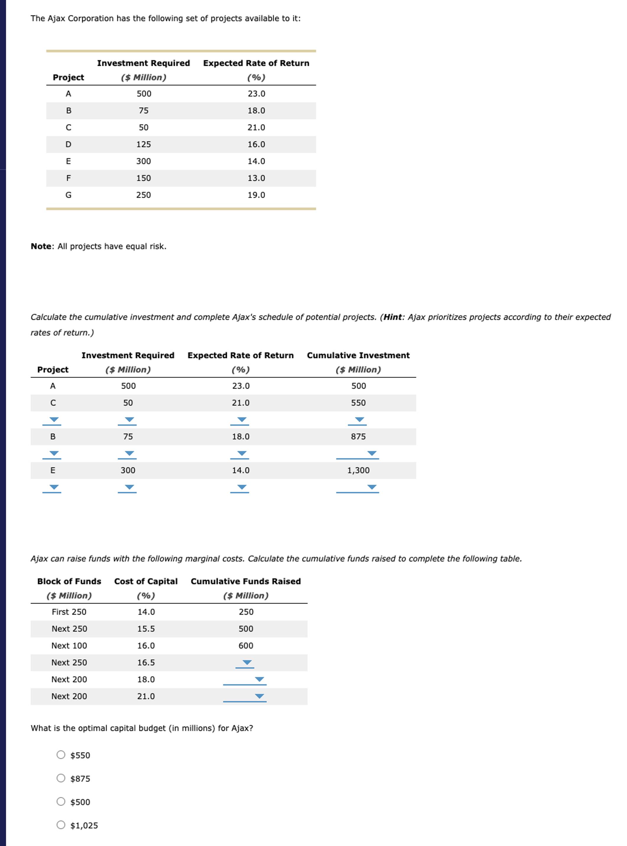 Solved The Ajax Corporation has the following set of | Chegg.com