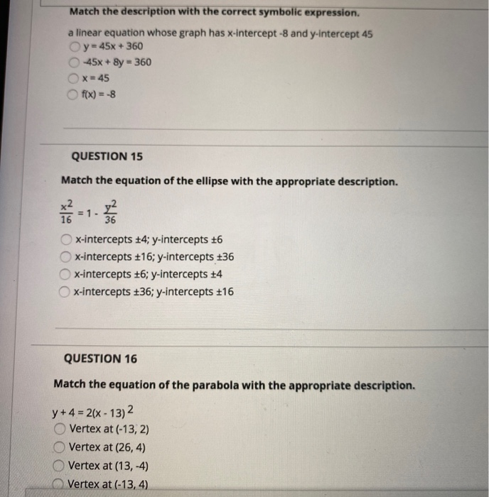 Solved Match the description with the correct symbolic | Chegg.com