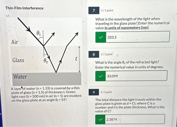 Solved Thin-Film Interference 7 1/1 point What is the | Chegg.com
