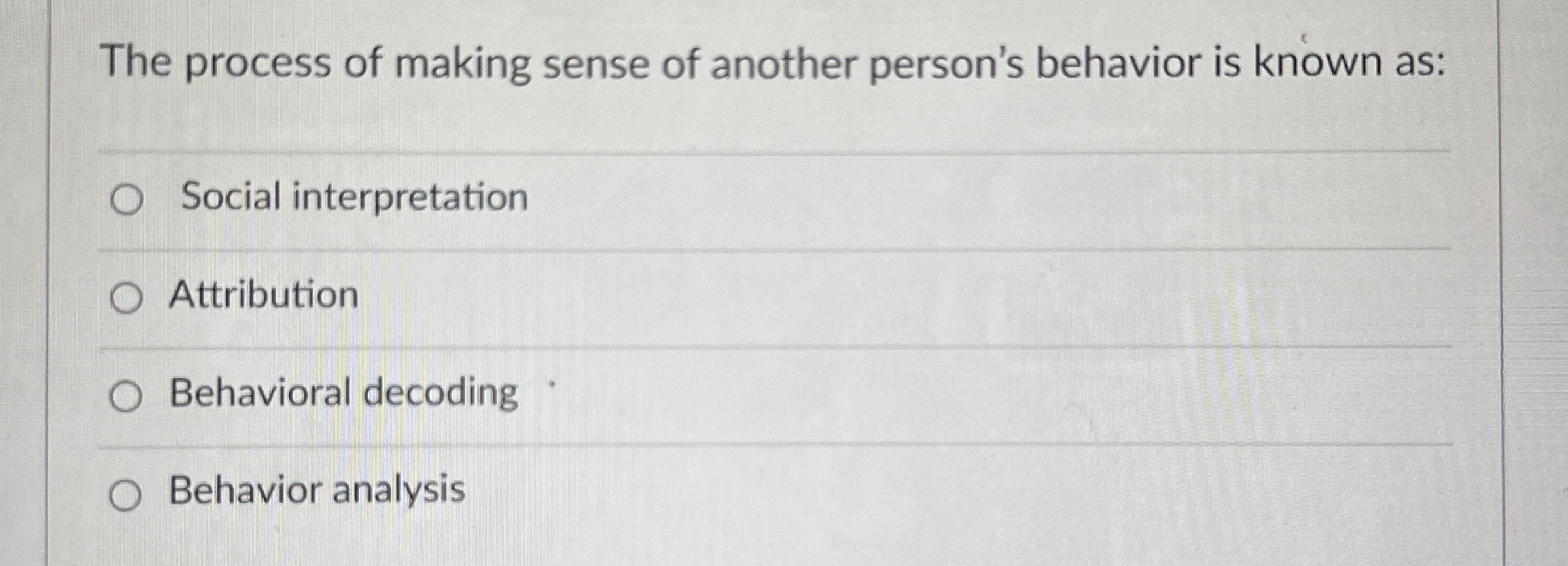Solved The process of making sense of another person's | Chegg.com