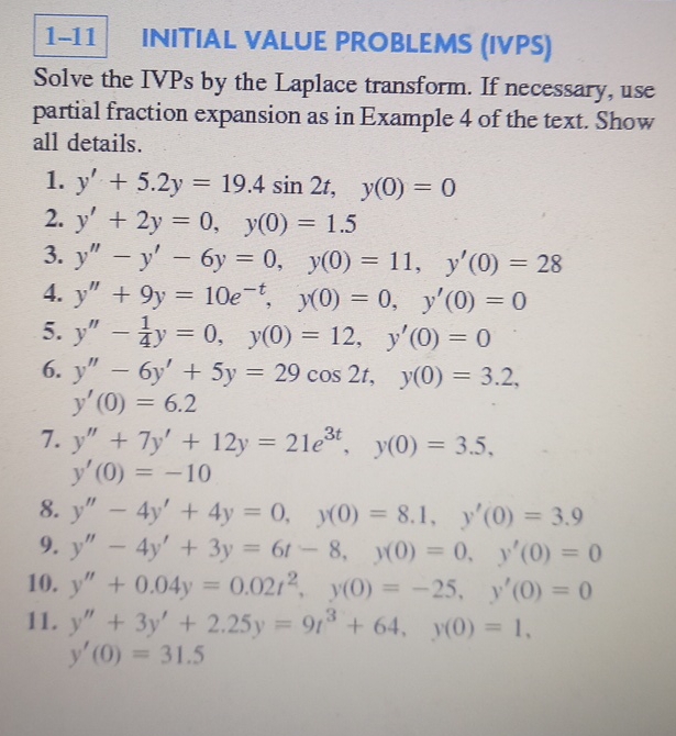 INITIAL VALUE PROBLEMS (IVPS)Solve the IVPs by the | Chegg.com
