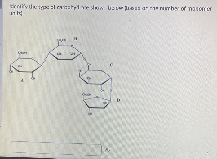 Solved Identify the type of carbohydrate shown below (based | Chegg.com