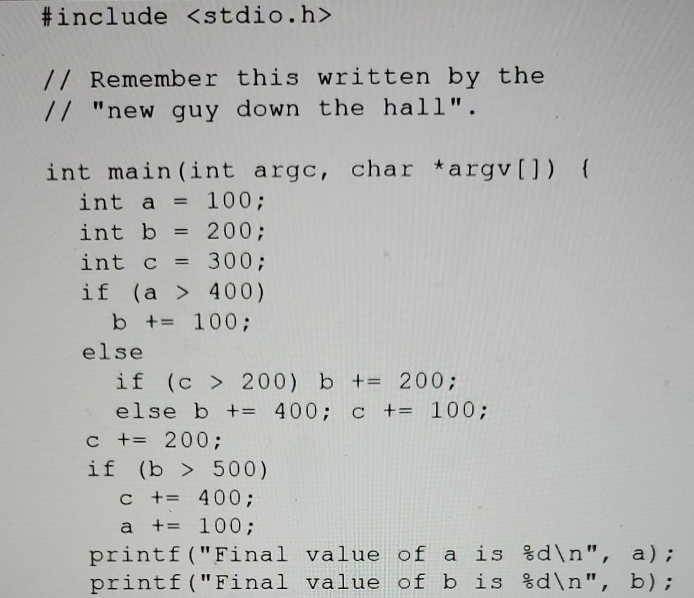 Solved QUESTION 16 In sequence.c, it prints Final value of b | Chegg.com